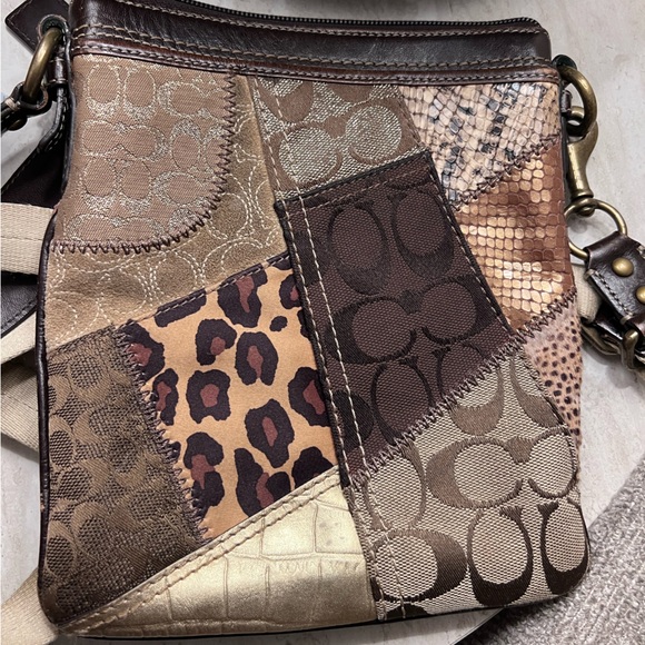 Coach | Bags | Coach Patchwork Crossbody Bag Brown And Tan | Poshmark